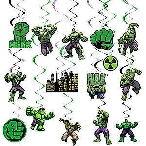 30 PCS Green Hero Party Hanging Swirl Decoration ,Heroes Theme Green Hero Hanging Swirl Foil Decorations Birthday Party Supplies