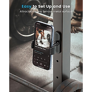 APPS2Car Gym Magnetic Phone Holder, 360 Adjustable, Compatible with 4.7-6.5" Smartphones, Alloy Base and Joint, Black