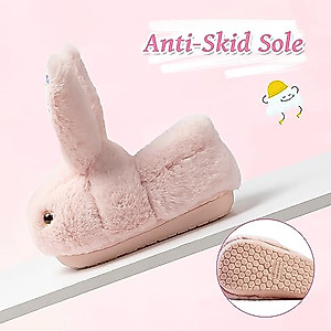 Drecage Girls Toddler Slippers Boys House Shoes For Little Kids Cute with Bunny Design Plush ndoor Slippers Non-Slip Pink 11-12 Little Kid