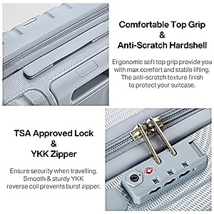 Hanke 14 Inch Underseat Carry On luggage with Wheels, Lightweight Mini Suitcase for Weekender, PC Hardside Small Carry On Bag with TSA Lock,Travel Suit Case Women men（Gray）