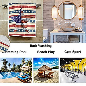 Pfrewn Patriotic Stars Strips Hand Towels 16x30 in USA American Flag Bathroom Towel Soft Absorbent Small Retro Star Bath Towel Kitchen Dish Guest Towel Home Independence Memorial Day Decorations