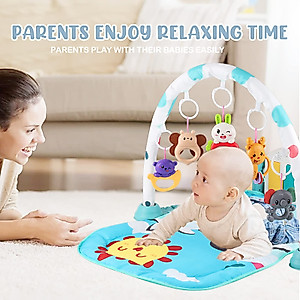 DoubleVillages Baby Play Gym Mats, Funny Play Piano Gym with Music and Lights, Baby Gyms Play Mats for Sensory Exploration and Motor Skill Development, Musical Activity Center for Infants Toddlers