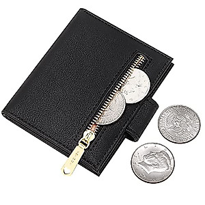 GEEAD Small Wallets for Women Slim Bifold Credit Card Holder Minimalist Zipper Coin Pocket