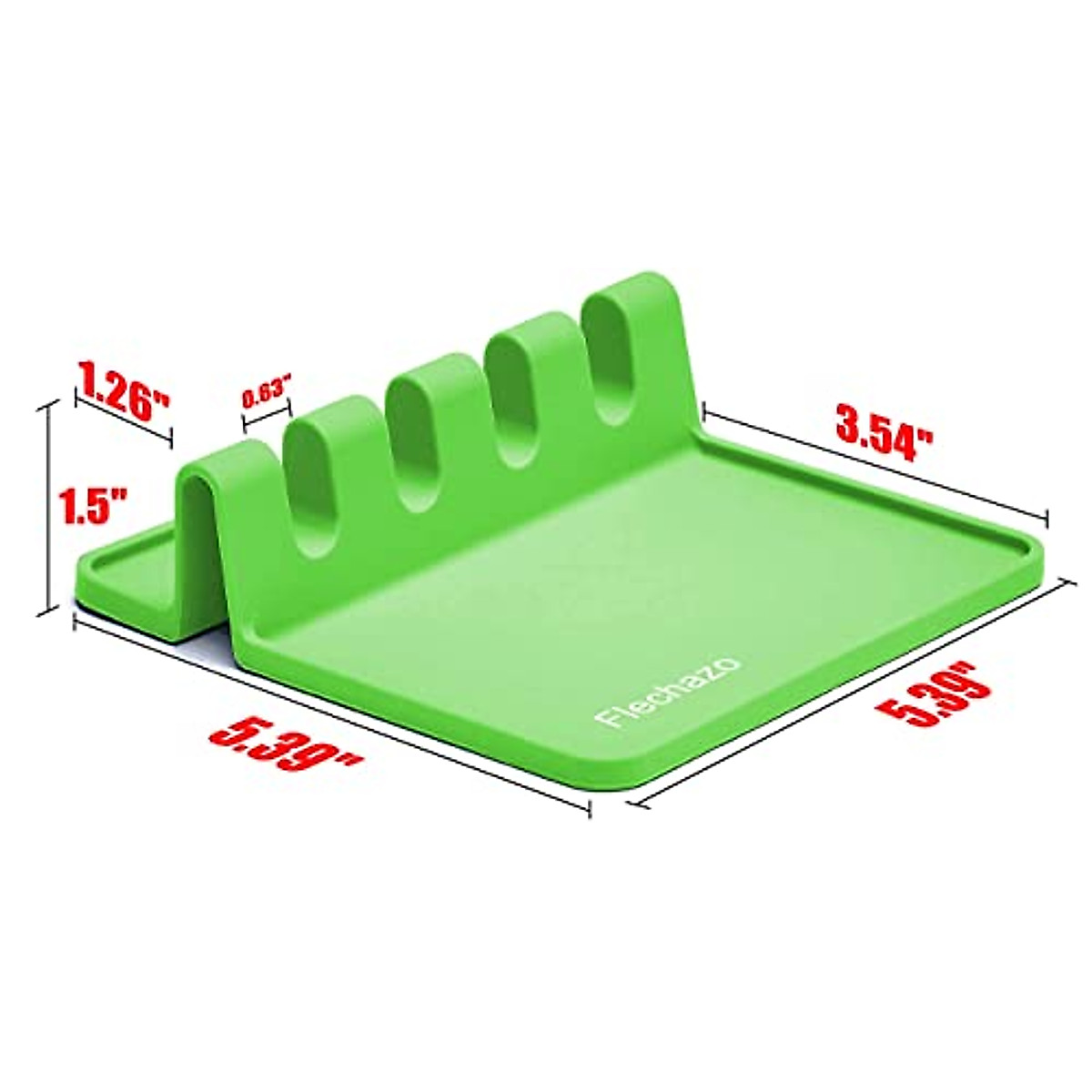 Silicone kitchenware mat-multi-spoon rack for kitchen countertops, cutlery rack with drip pad, suitable for cooking utensils such as barbecue tongs, spoons, etc., essential for party kitchens (green)