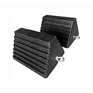 MAXXHAUL 80681-10'X8'X6' Heavy Duty Rubber Wheel Chock with Eyebolt, 2 Pack