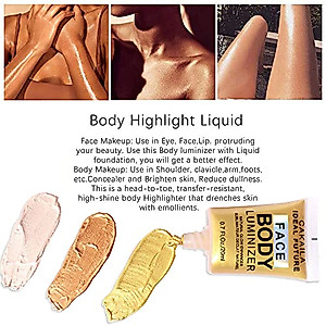 GL-Turelifes Face Glow Liquid Illuminator, Body Natural Glow Enhancer Luminizer Bronzer Smooth Shine Shimmer Liquid Foundation Liquid Highlighter Makeup (01)