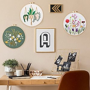 Nuberlic 3 Pack Embroidery Kits for Beginners Starters Cross Stitch Kits with Pattern for Adults Kids Craft Stamped Embroidery Cloth 3 Hoops Threads Needles