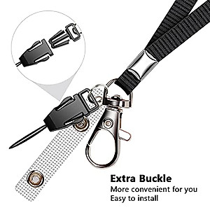 3 Pack Neck Lanyard with ID Badge Holder, Office Strap Lanyards, Stainless Metal Swivel Hook for Name Tag, Badge Holders, Keychains, Card, Black