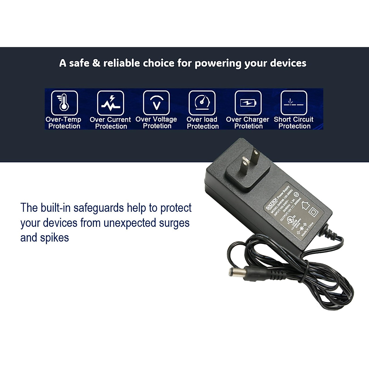 Samsung Wisenet Compatible CCTV Security Camera Power Adapter for DVR, NVR, AHD | 12V 3A 100-240V AC DC Power Supply Compatible with Lorex, Night Owl