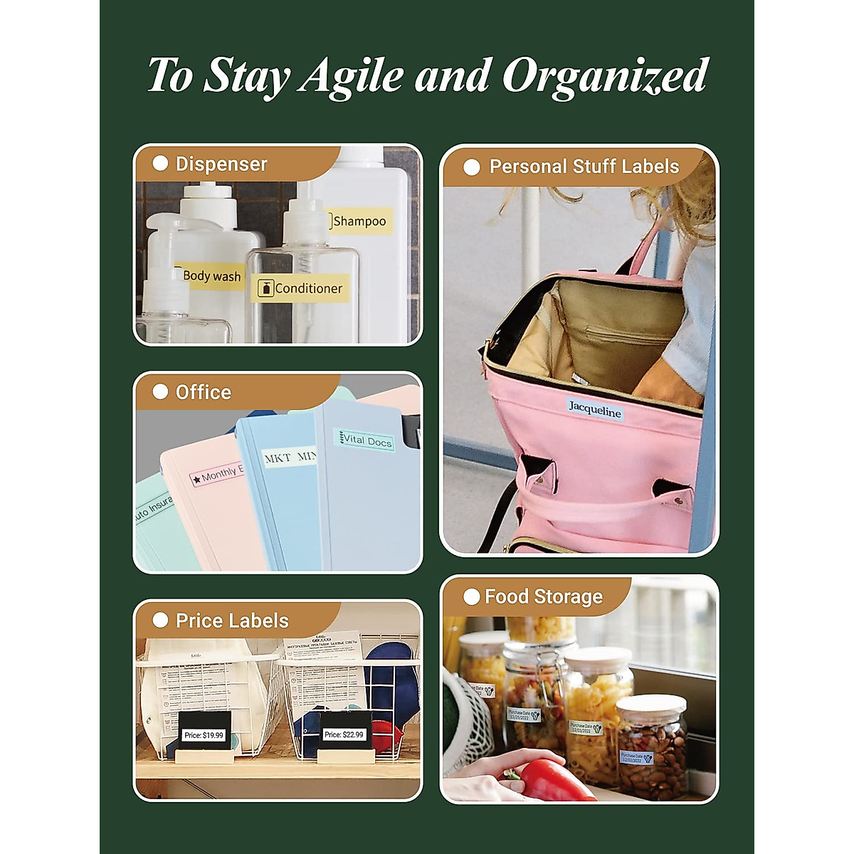 MakeID HD(300dpi) Label Maker Machine with 4 Rolls Tape, Bluetooth Multifunction Label Printer Available for Smartphone, Smart Sticker Maker with Multiple Templates for Office Home Organization