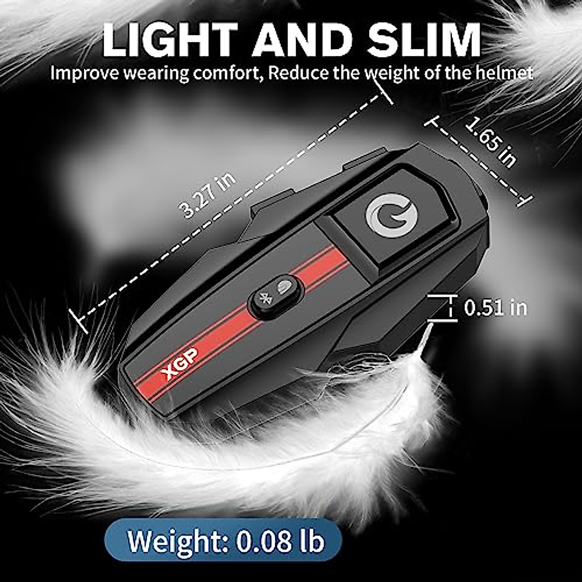 XGP Motorcycle Bluetooth Headset V5.2 with Music Sharing, 2-Way Motorcycle Helmet Bluetooth with IP67 Waterproof, Motorcycle Communication Systems with Hi-FI Speakers for ATV/Snowmobile/Ski,1 Pack
