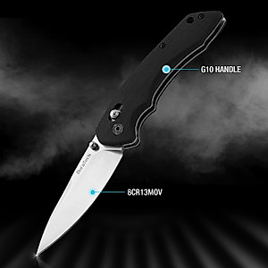 DURATECH Folding Pocket Knife, EDC Pocket Knife with Stainless Steel Blade, G10 Handle Folding Knives, Drop Point Blade, Carry Pocketclip