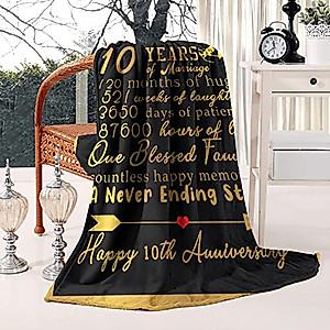 Gifts for 10th Anniversary Blanket, 10 Year Wedding Anniversary Couple Gifts for Dad Mom Grandparents-Blanket for Couples, Valentine, Birthday, Soft and Cozy Throw Blanket 50x60 Inch