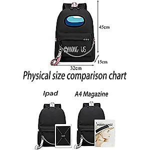 ChamZA Classic Us Backpack Unisex Bookbag w USB & Headphone Ports & Cables High-Capacity Book Bags for Boys Girls Comfortable Stylish Adults' Daypack (Pink), 17.7x 5.9 X 12.6 inch