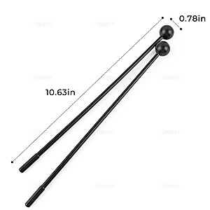 AUEAR, 10 Pack Solid Plastic Bell Mallets Percussion Sticks Hammer Drum Xylophone 11 Inch Black
