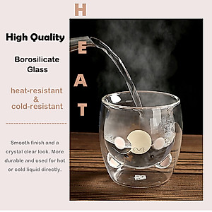 FUTGLOBAL 2 Pack Cute Mugs Glass Double Wall Insulated Glass Set (Bear and Kitten), Muulaii Coffee Cup, Milk Cup, Tea Cup, Best Gift for Office, Birthday, Valentine's Day and Christmas