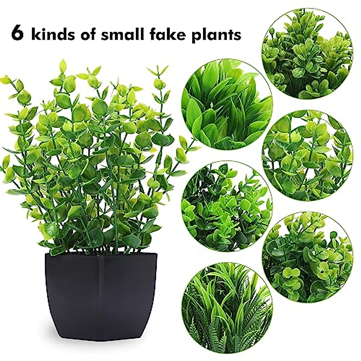 CEWOR 6 Pack Small Fake Plants Artificial Potted Plants Faux Plants Indoor for Home Bathroom Wall Decor