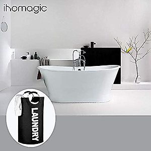 IHOMAGIC Portable Laundry Hamper, Laundry Basket with Aluminum Handle, 120L XL Foldable Washing Bin, Oxford Fabric Laundry Bag Oversize Storage Bin for Kids Toys, Blankets (XL, Black)