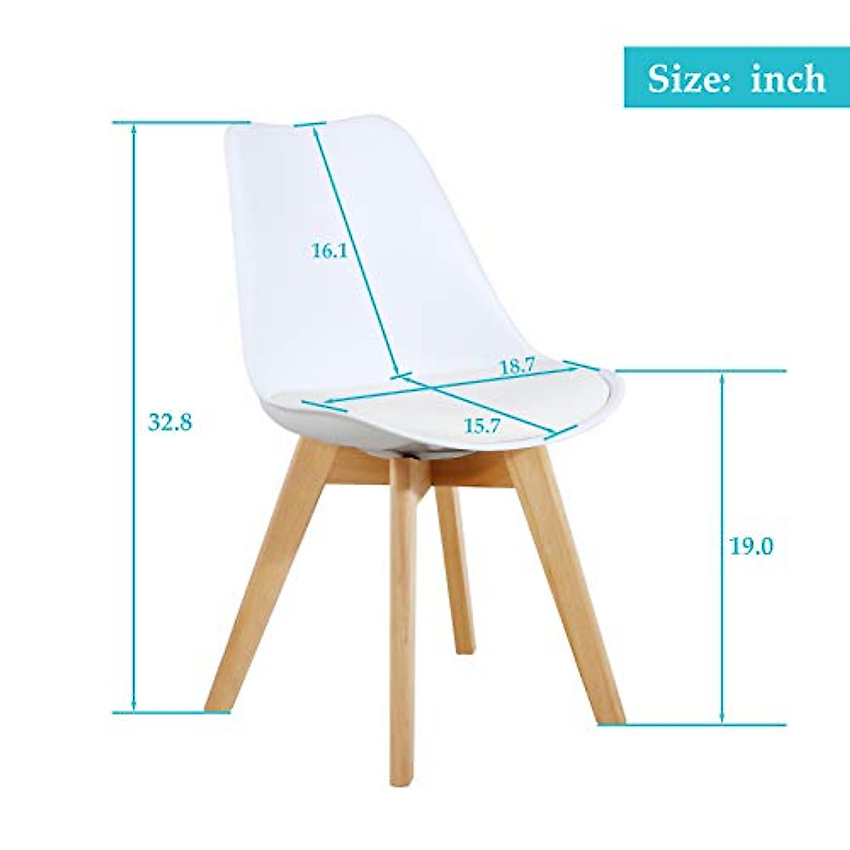 GOTMINSI Set of 2 Modern Style Chair Dining Chairs, Shell Lounge Plastic Chair with Natural Wood Legs (White)