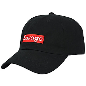 JLGUSA Savage Embroidered Dad Cap Hat Adjustable Polo Style Unconstructed (Black)