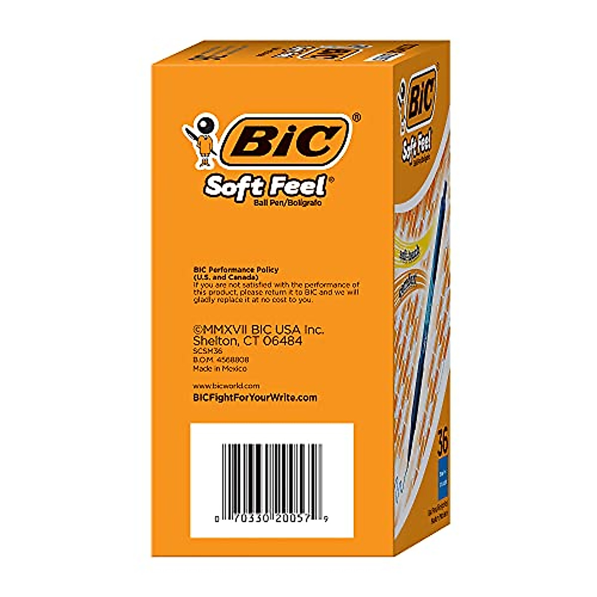 BIC Soft Feel Stick Pens With Special No-Slip Comfortable Grip, Medium Point (1.0 mm), Blue, 36-Count
