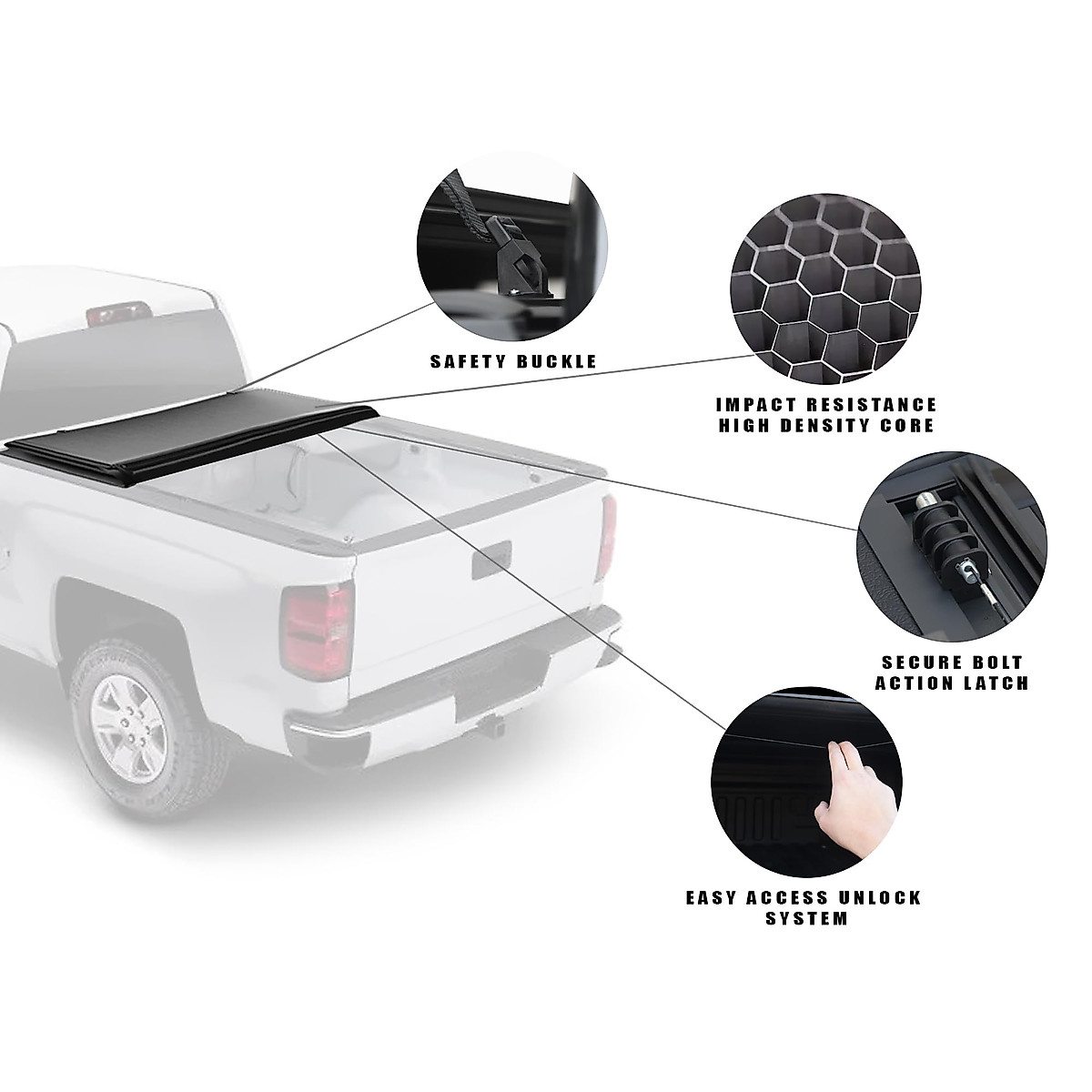 Armordillo USA 7162174 CoveRex TFX Series Low Profile Hard Tri-Fold Truck Bed Tonneau Cover Fits 2014-2018 Chevy Silverado/GMC Sierra 1500 5.8 Ft (68") Short Bed
