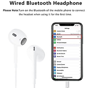 2 Pack Apple Headphones Wired Earbuds with Lightning Connector [Apple MFi Certified] In-Ear iPhone Earphones with Built-in Microphone & Volume Control Compatible with iPhone 14/13/12/11/XR/XS/X/8/7/SE