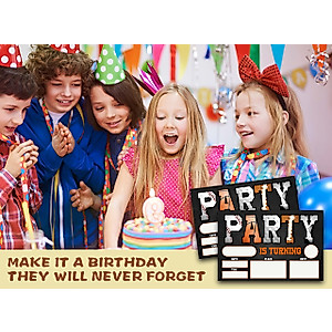 ONDTOM Sports Birthday Party Invitations With Envelopes(4" x 6")- 20 Pack - Basketball Football Soccer All Star Sports Style Birthday Invites-c13