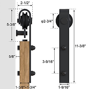 WINSOON 15FT Barn Door Hardware Kit: Double Sliding Door Hardware - Heavy Duty Black Barn Door Track Kit - Carbon Steel Sliding Barn Door Rail - J-Shape Easy to Install for 90" Closet Panel(No Door)