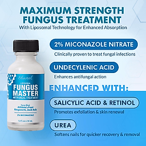 Ebanel Athlete's Foot Fungus Treatment Extra Strength, Antifungal Cream with Miconazole, Undecylenic Acid, Tea Tree Oil, Treats Skin Fungi Leading to Toenail Fungus, Promotes Healthy New Nail Growth