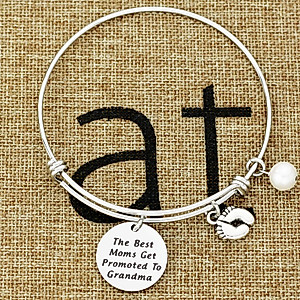 New Grandma Gifts Bracelet The Best Moms Get Promoted to Grandma to Be Jewelry
