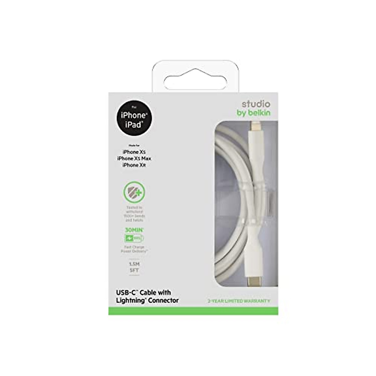 Belkin Studio USB-C to Lightning Cable 5ft Fast Charging for iPhone & iPad