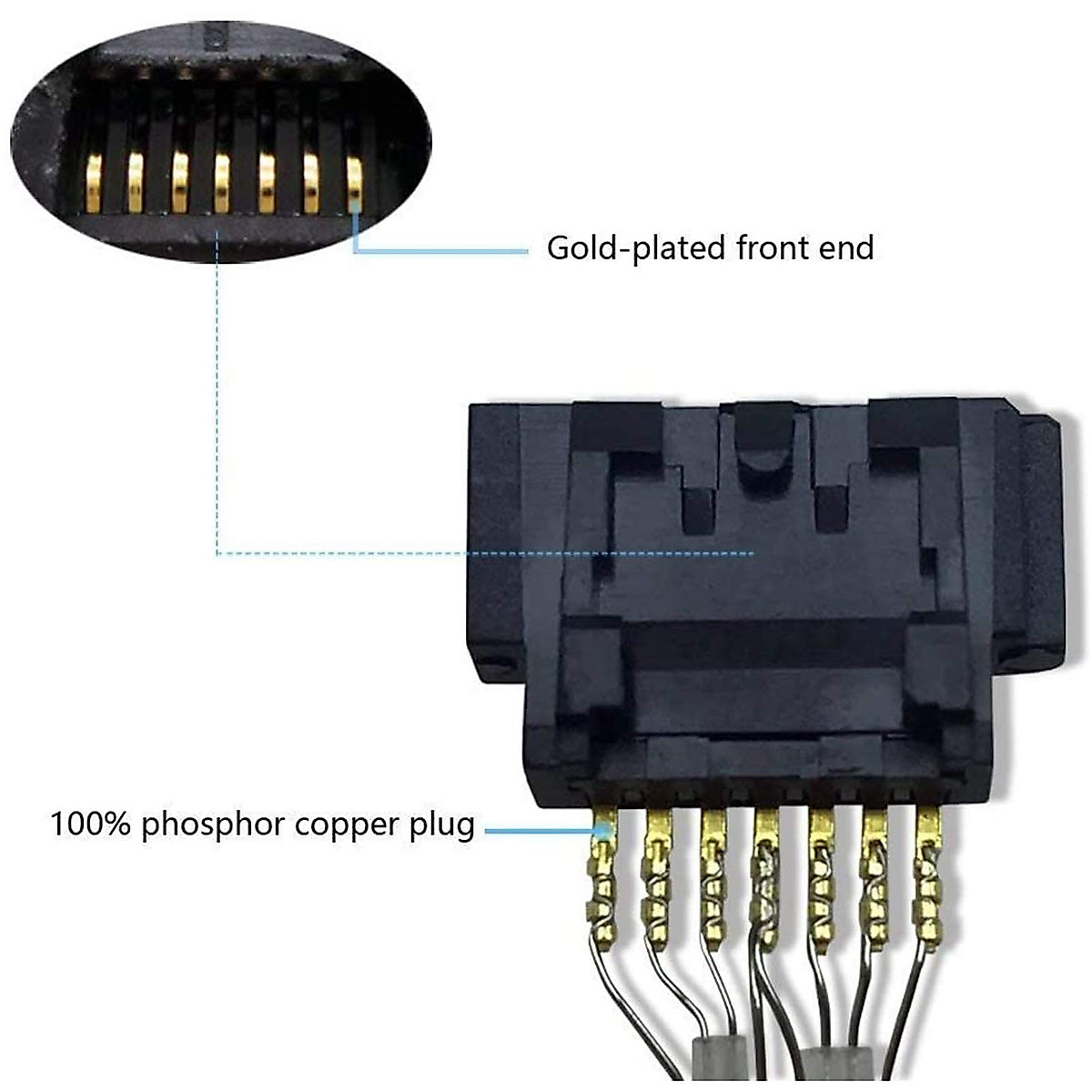 Relper-Lineso 6 Pack 90 Degree Right-Angle SATA III Cable 6.0 Gbps with Locking Latch 18Inch (6X Sata Cable Blue)