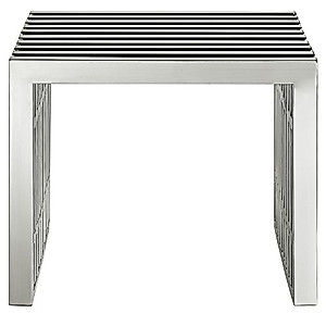 Modway Gridiron Contemporary Modern Small Stainless Steel Bench, 19.5"