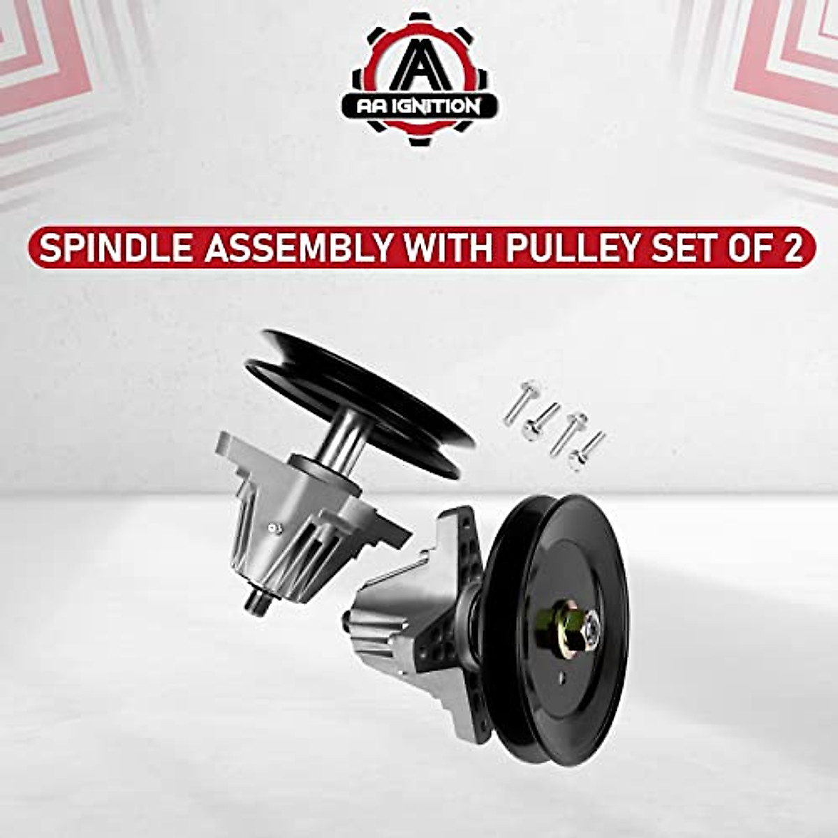 Replacement Lawn Mower Spindle Assembly with Pulley Set of 2 - Compatible with Cub Cadet, Troy-Bilt, MTD 42 Inch Deck - Replaces 918-04822B, 618-04822, 618-04822A, 618-04822B, 918-04889, 91804889A