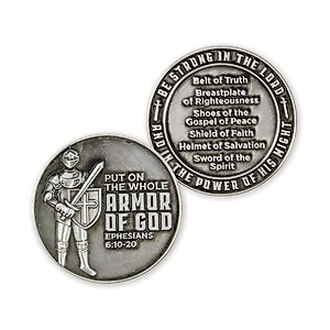 Armor of God Love Expression Coin for Public Servants & Law Enforcement, Keepsake Pocket Token of Prayer & Divine Protection for Men & Women, EDC Coin, Thinking of You Gift of Appreciation