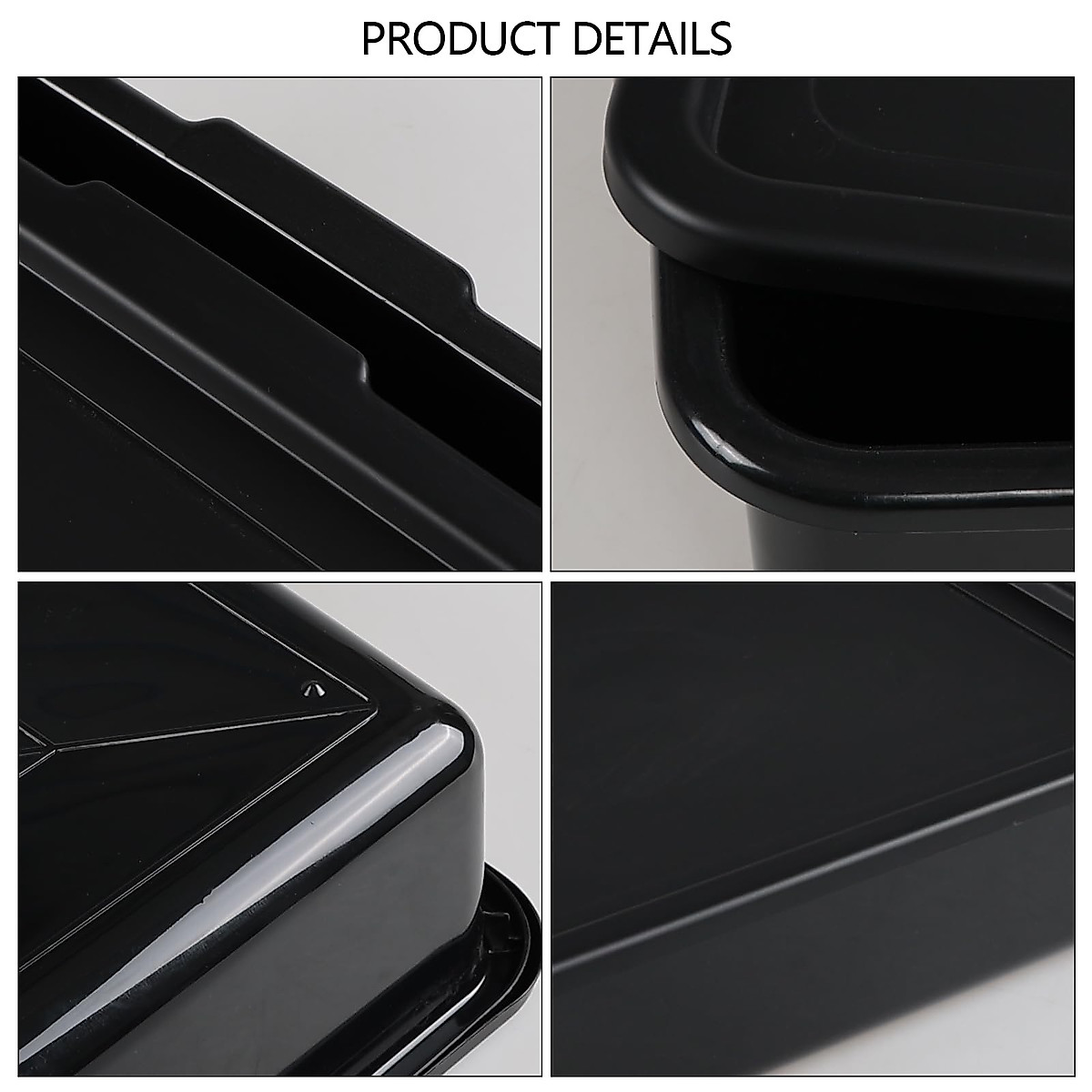 DynkoNA 3 Pack 13 L Plastic Commercial Bus Box, Restaurant Bus Tub with Lid, Black