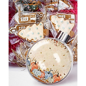 Christmas Tree Decorations Ball Ornaments, Thanksgiving Fall Christmas Ornaments 2022 Shatterproof, Western Pumpkin Teal Blue Orange Maple Leaf Christmas Balls Ornament Hanging for Xmas Party 3.5"