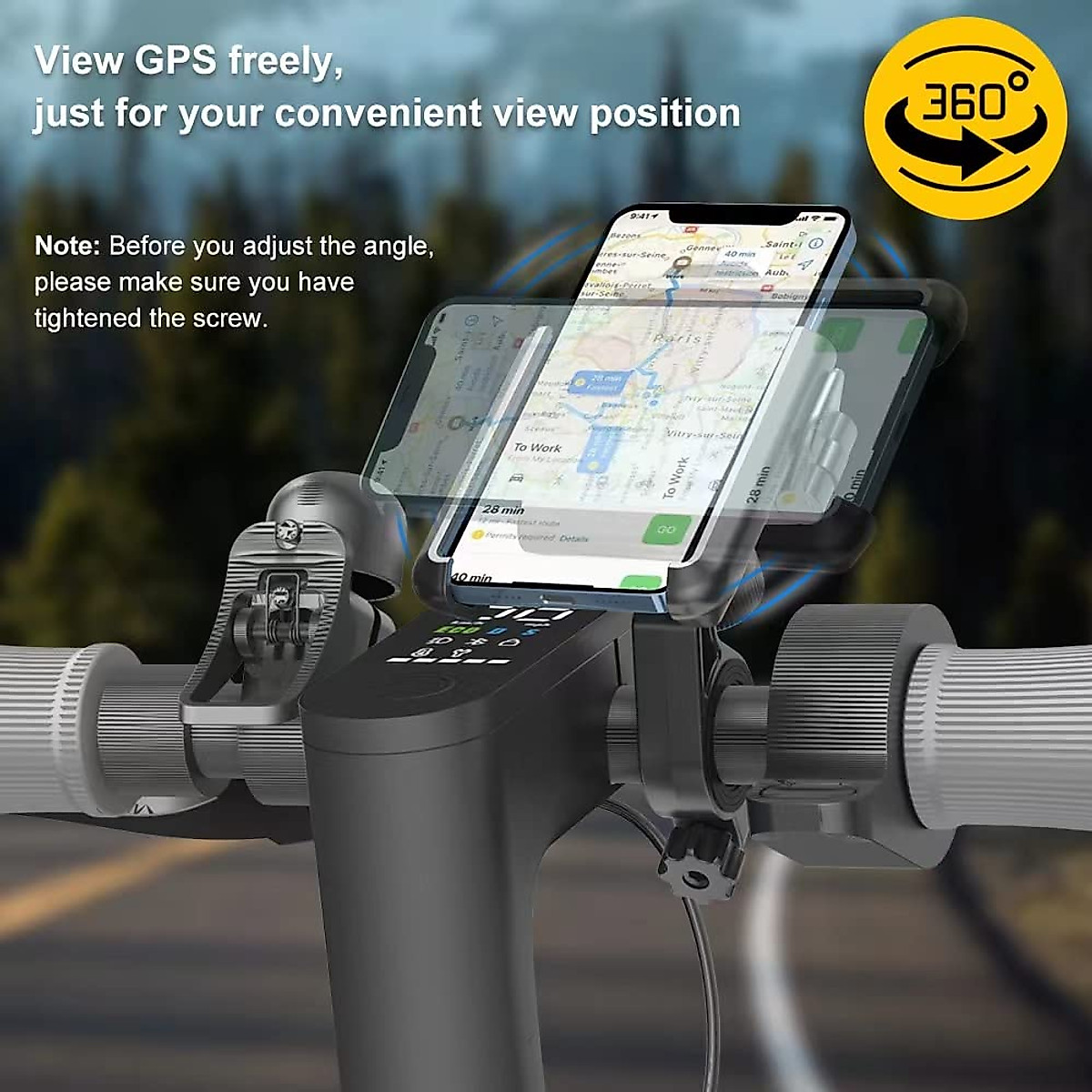 M365 Pro Scooter Phone Mount, Segway Ninebot Adjustable Handlebar Phone Holder, Fits All iPhone's, Samsung Galary,iPhone 12 Pro Max,13 Pro,11,X, All Cellphone 3.5-7inches, 360° Rotation