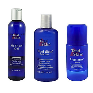 Tend Skin Women's Shaving Kit for Razor Bumps, Ingrown Hair, Dark Spots - Complete Skin Care Solution with Air Shave Gel, Post Shave Solution, Brightoner Serum