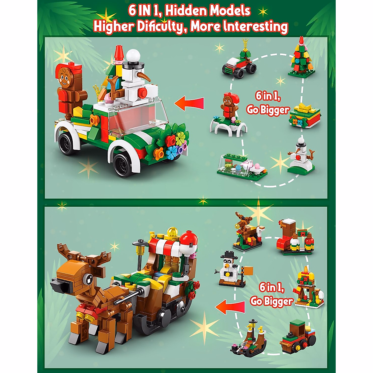 Advent Calendar 2024 Kids, 24 Days Building Blocks Playset Countdown Calendars, Christmas Stocking Stuffers for 6 7 8 9 10 11 12 Year Old Boys Girls Teen, Xmas Gifts STEM Toy Building Set Party Favors