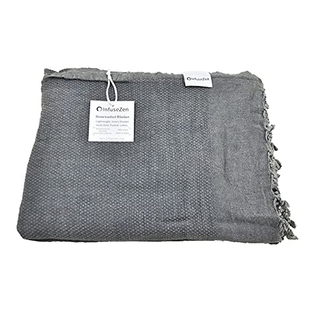 Stonewashed Turkish Throw Blanket in Charcoal Grey/Faded Black, Soft, Cozy and Lightweight, Perfect for Use as a Love Seat or Sofa Throw, Partical Bed Cover, Beach Blanket or Yoga Blanket