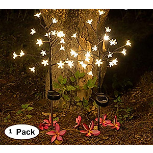 Solar Flower Fairy Light, Epicgadget Warm White Stainless Steel Solar Path Lights for Outdoor Landscape Lighting, Patio, Yard, Walkway, Driveway, Garden (Warm White) (1 Piece)