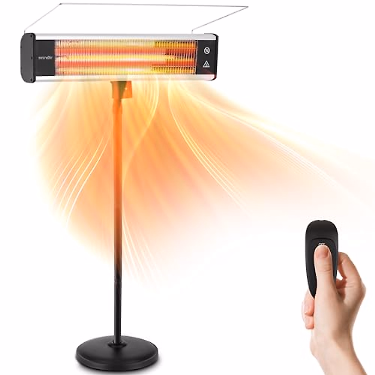 SereneLife Infrared Patio Heater, Electric Patio Heater for Indoor/Outdoor Use, Portable Stand Heater with Remote Control, 1500 W, for Restaurant, Patio, Backyard, Garage, Decks (Black)