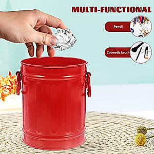 Zerodeko Galvanized Trash Can Makeup Brush Holder Pen Pencil Cup Small Metal Flowerpot Mini Desktop Wastebasket Garbage Bin Metal Utility Pail Small Bucket Organizer Kitchen Countertop Trash Container