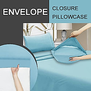 Mejoroom Full Bed Sheet Set - Super Soft Brushed Microfiber 1800 Thread Count Full Sheets with 16 inch Deep Pocket - Wrinkle Free - Breathable and Hypoallergenic - 4 Piece(Full, Blue Elixir)