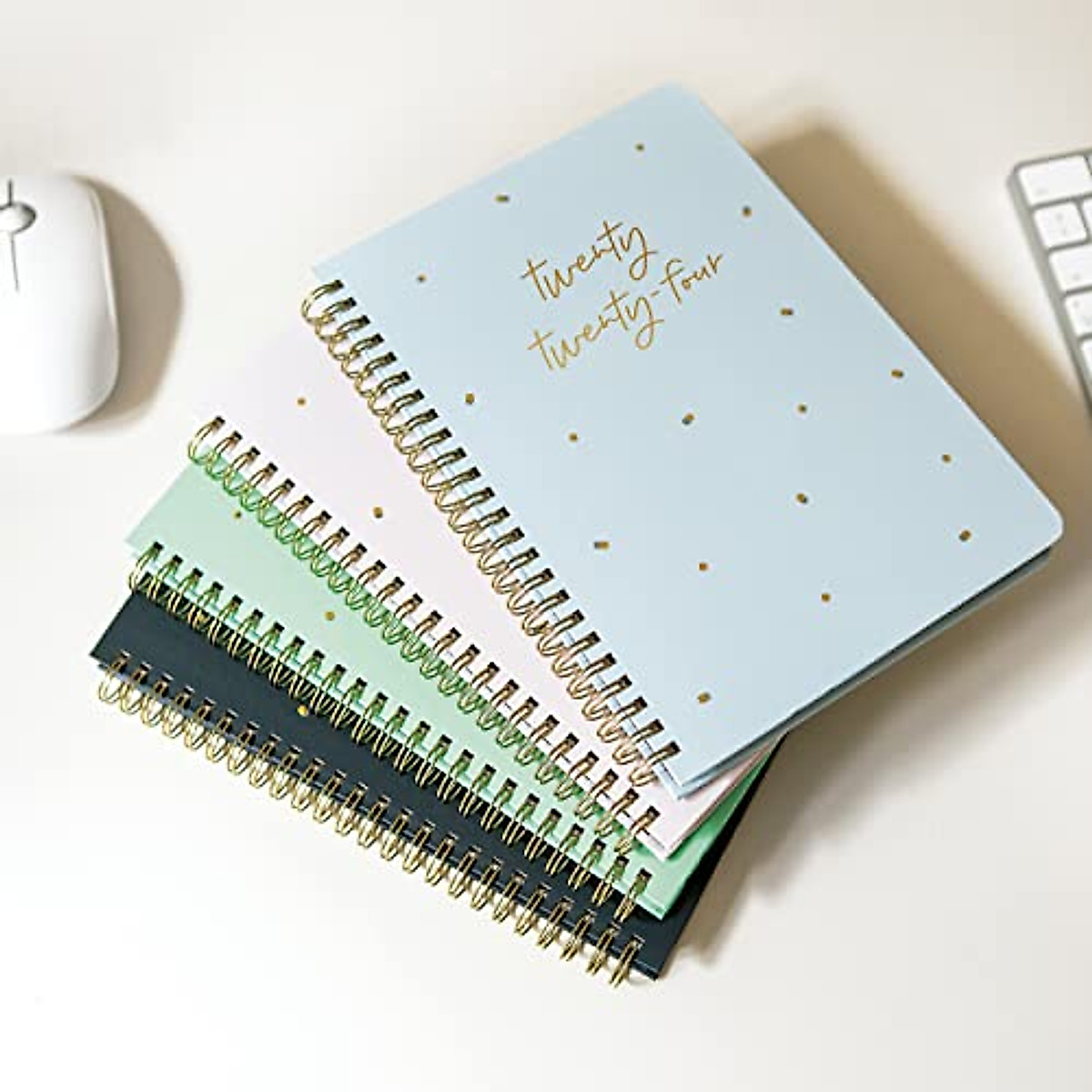 Letts Celebrate Weekly/Monthly Planner, 12 Months, January to December, 2024, Gold Twin-Wire Binding, A5 Size, 8.25" x 5.875", Multilingual, Grey (C082184-24)