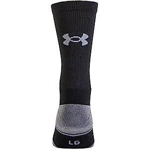 Under Armour Adult Resistor 3.0 Crew Socks, Multipairs , Black/Graphite (6-Pairs) , Large