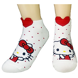 JJMax Women's Hello Kitty Cute Cotton Blend Ankle Socks Set, Lovely Kitty, One Size