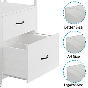 IRONCK Industrial Bookcase with File Cabinet Drawers, 71.6 in Tall Bookshelf 5 Tier, Freestanding Storage Home Office Cabinet Organizer, Rustic Home Decor, White